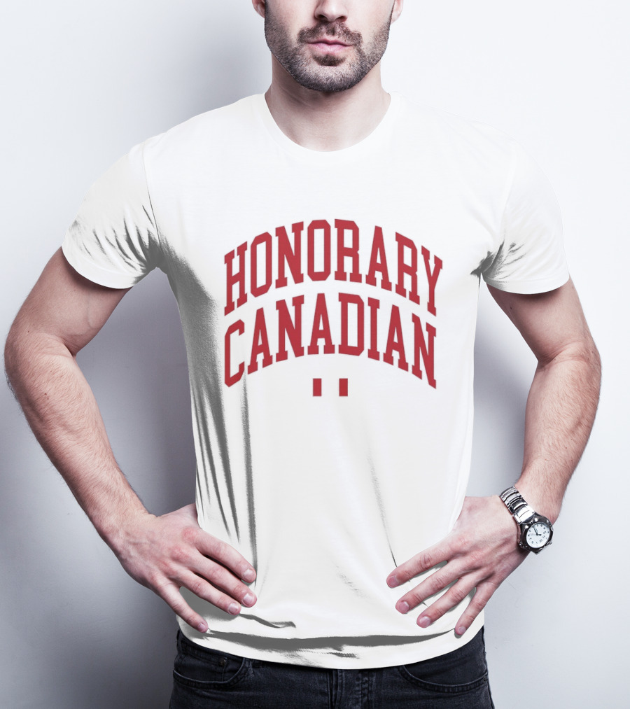 Honorary Canadian Text In Red Bold Font T-Shirt