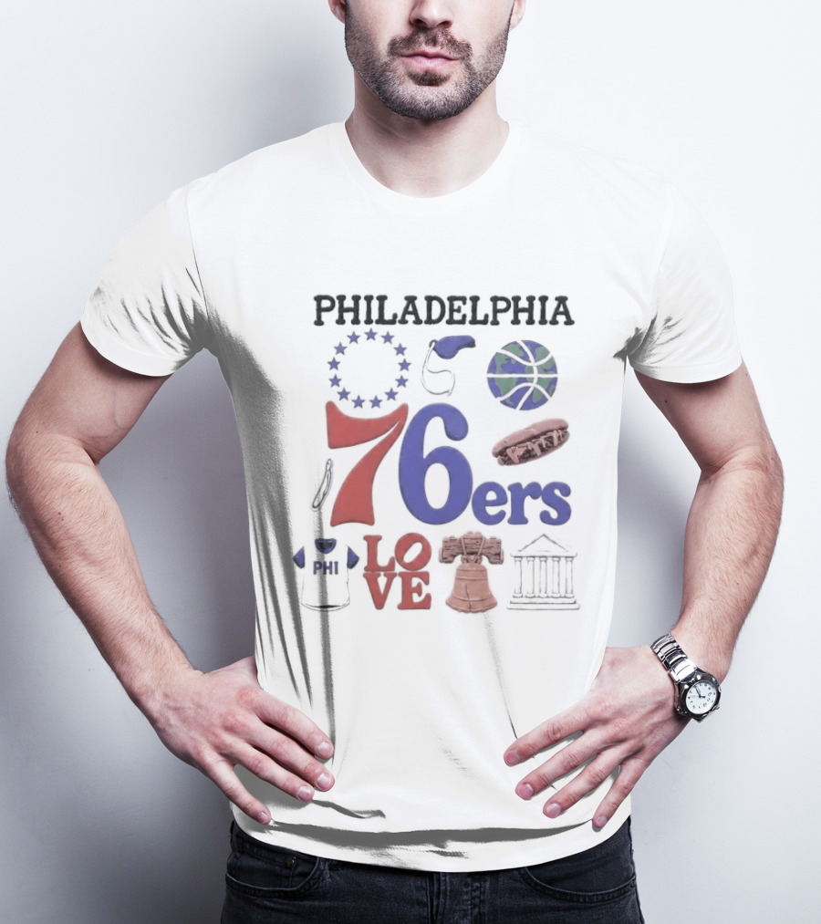 Philadelphia 76ers 76 Liberty Bell Love Basketball T-Shirt