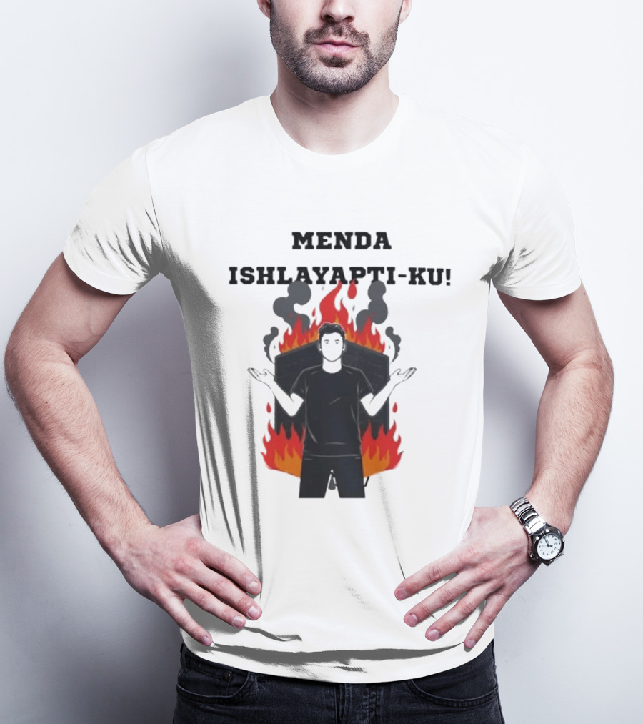 Menda Ishlayapti Ku Uzbek Tech Memes Flame T-Shirt