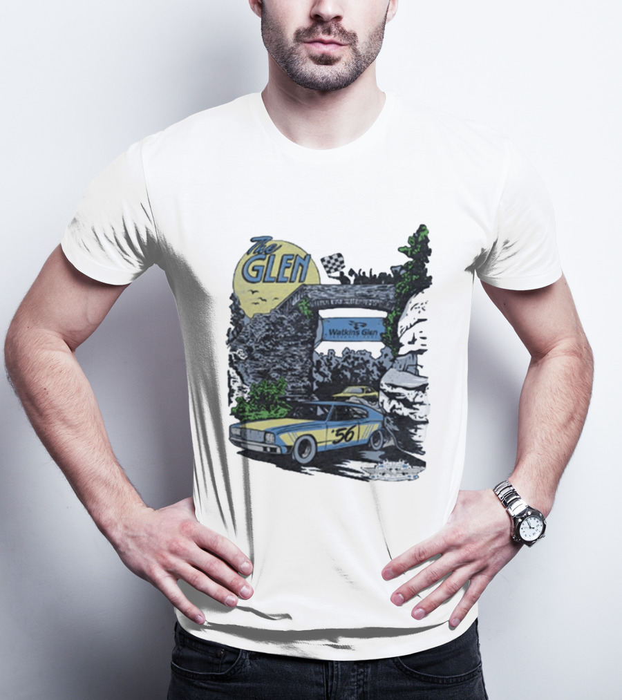 The Glen Watkins Glen International Checkered Flag Racecar 56 Archway Scenic T-Shirt