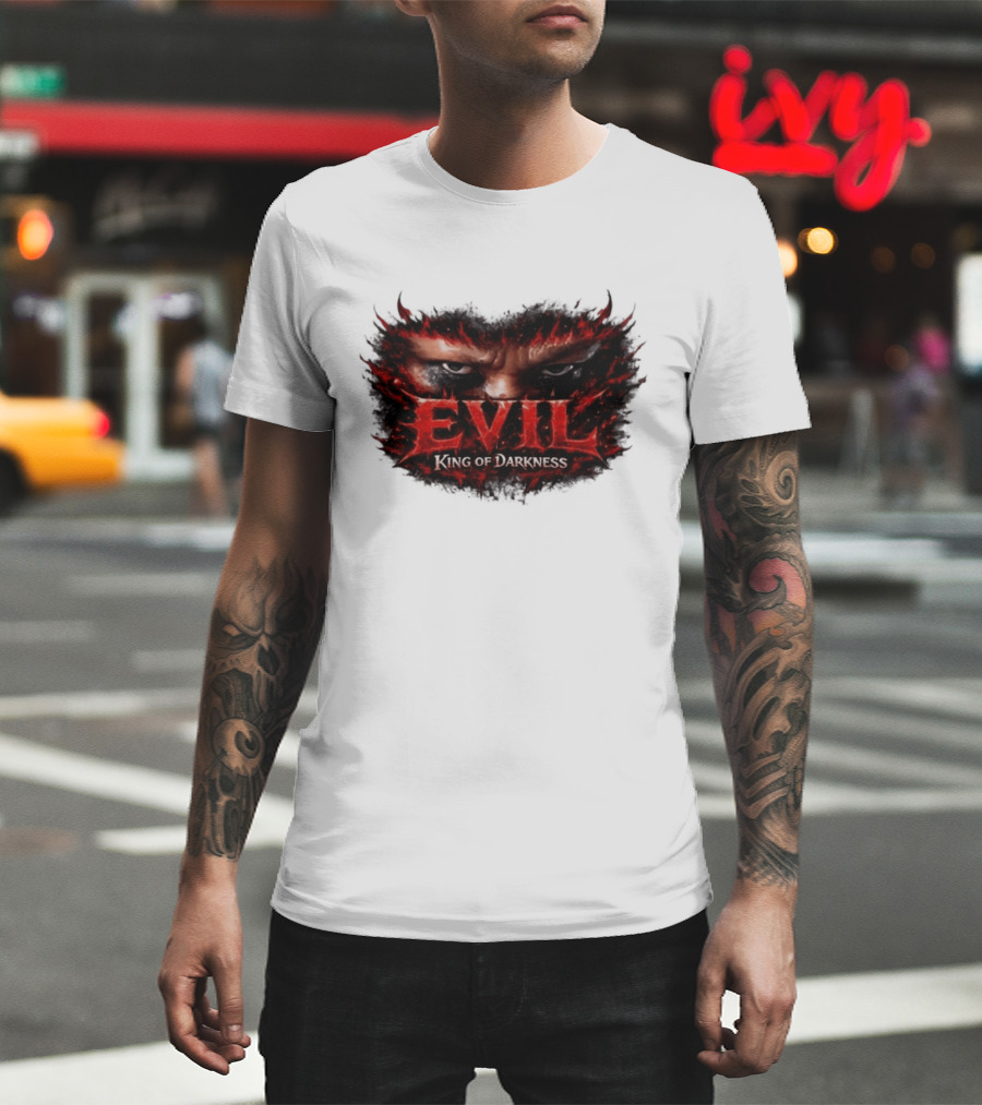 EVIL King Of Darkness Fiery Eyes In Flames T-Shirt