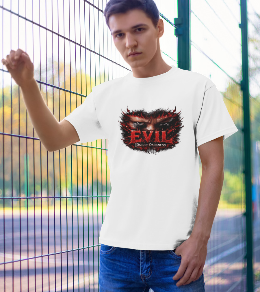 EVIL King Of Darkness Fiery Eyes In Flames T-Shirt