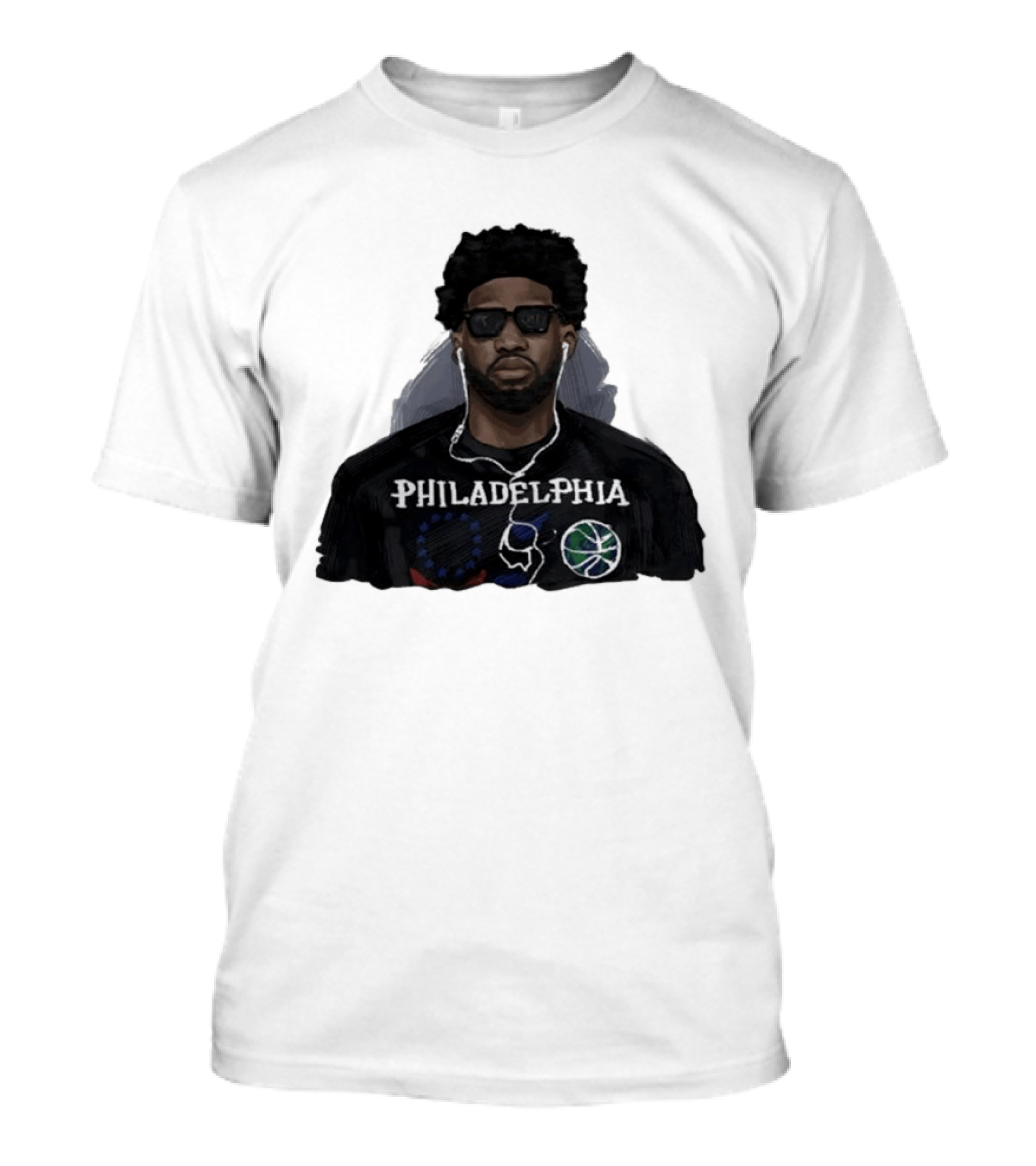 Philadelphia Basketball Player In Sunglasses Earphones T-Shirt