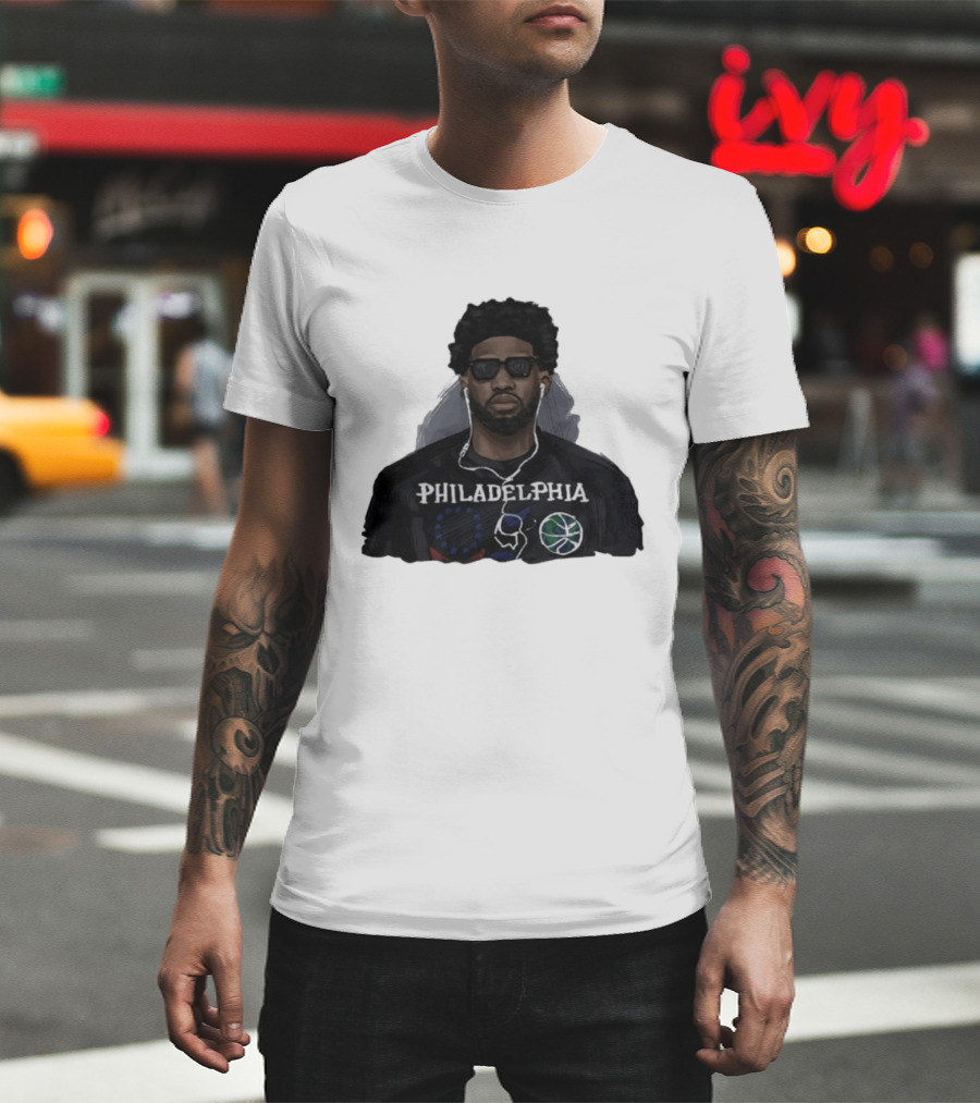 Philadelphia Basketball Player In Sunglasses Earphones T-Shirt