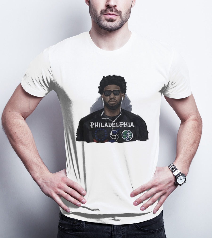 Philadelphia Basketball Player In Sunglasses Earphones T-Shirt