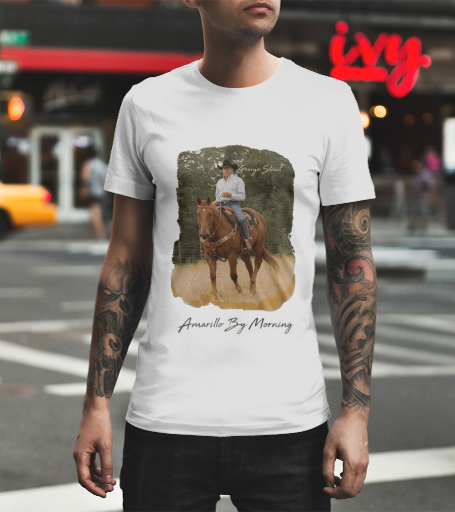 George Strait Riding Horse In Rustic Landscape One Night Only T-Shirt