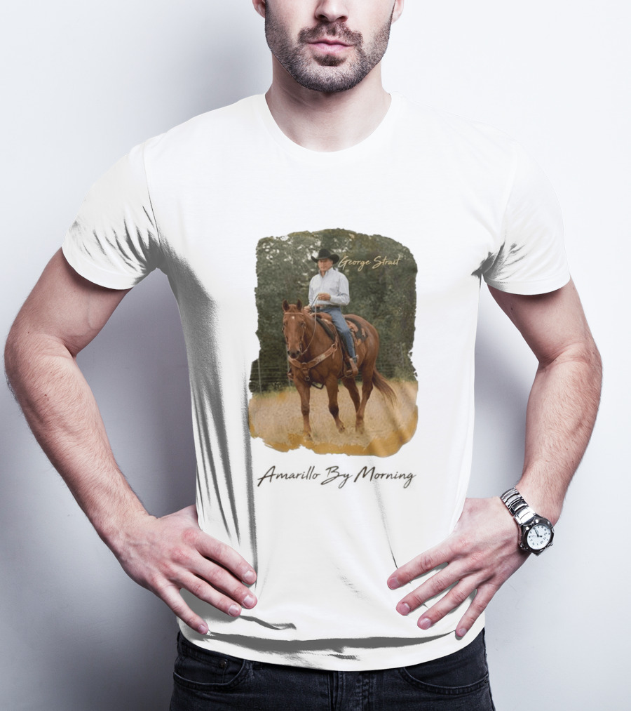 George Strait Riding Horse In Rustic Landscape One Night Only T-Shirt