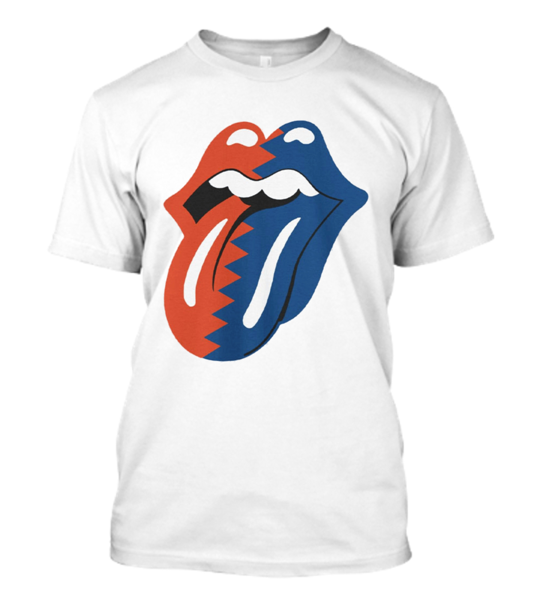 Rolling Stones Big Mouth Tongue Rare Red Blue Contrast T-Shirt