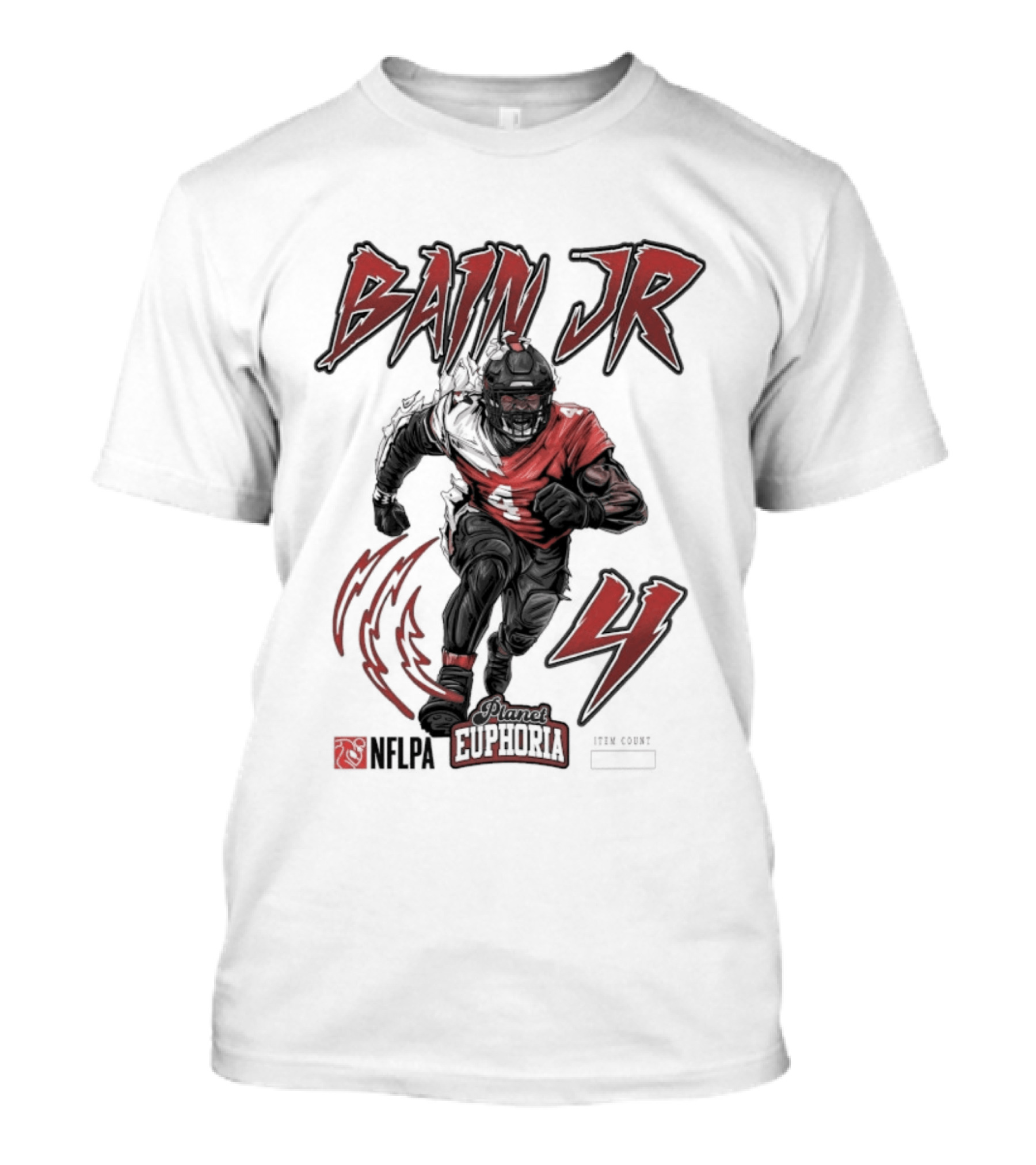 Bain Jr. Planet Euphoria NFL 4 Lightning Football T-Shirt