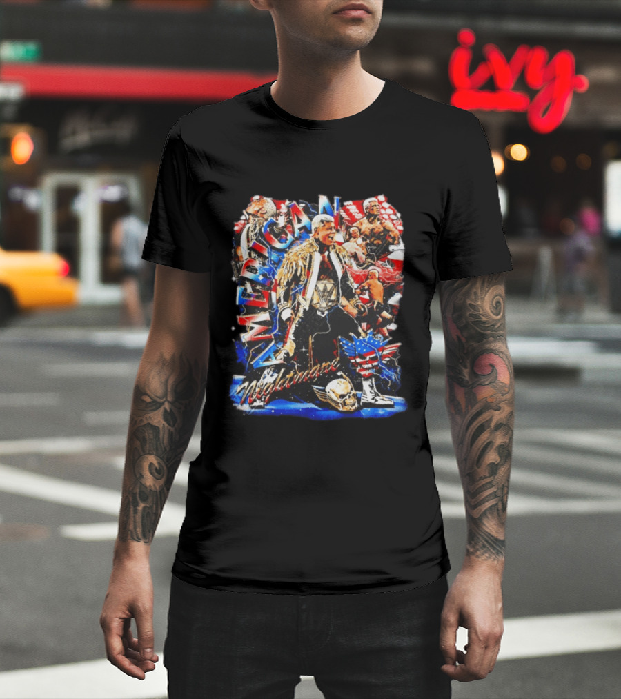 American Nightmare Cody Rhodes Wrestling Star Red White Blue Skull Jacket T-Shirt