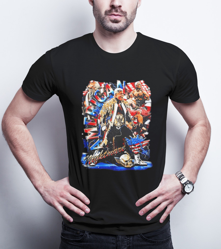 American Nightmare Cody Rhodes Wrestling Star Red White Blue Skull Jacket T-Shirt