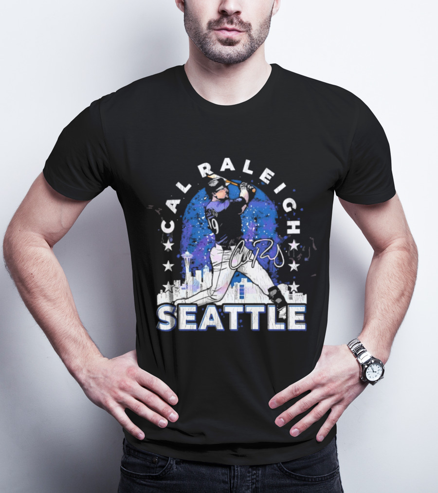Cal Raleigh Seattle Baseball Skyline Stars T-Shirt