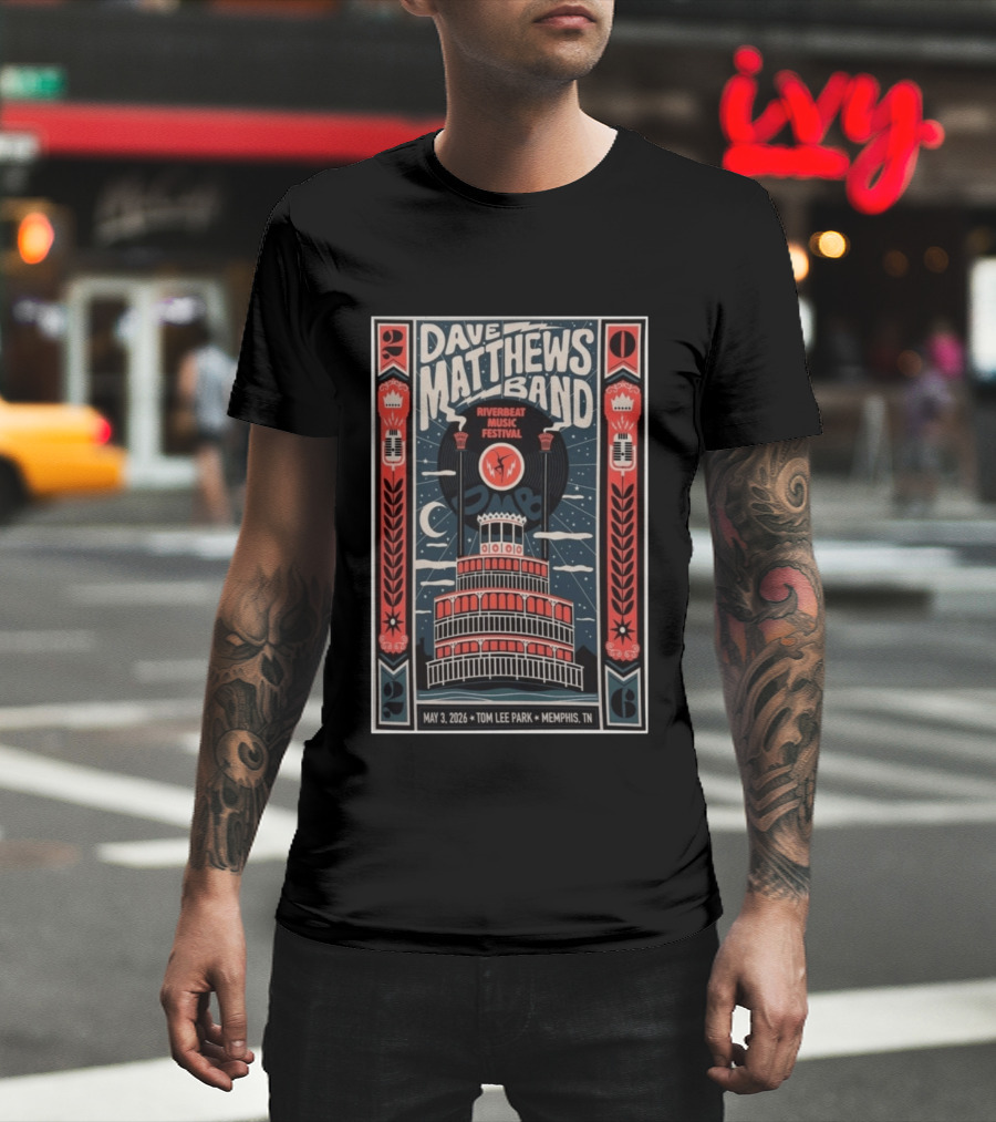 Dave Matthews Band Riverbeat Music Festival May 3 2026 Tom Lee Park Memphis TN T-Shirt