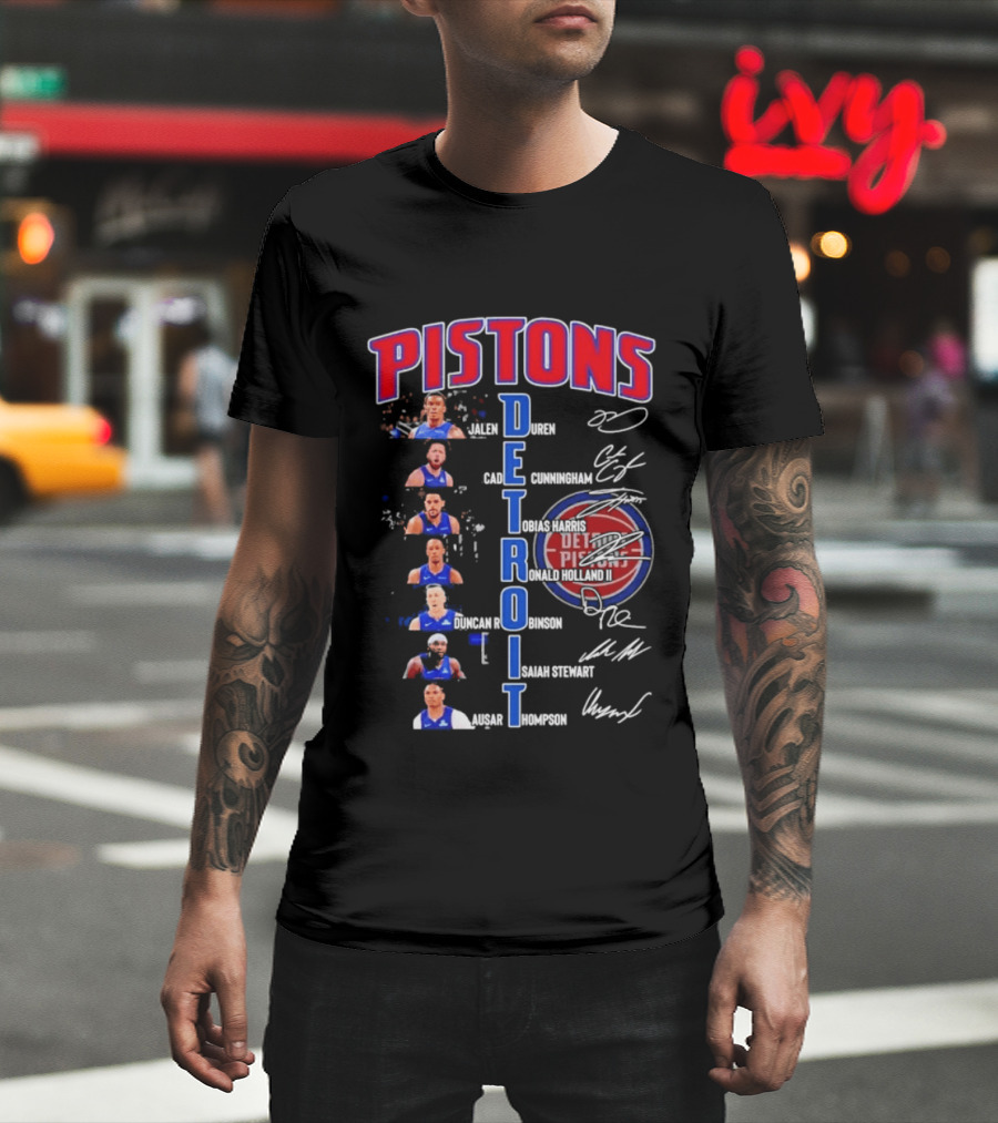 Detroit Pistons Jalen Duren Cade Cunningham Bojan Bogdanovic Isaiah Stewart Jaden Ivey Ausar Thompson Signatures T-Shirt