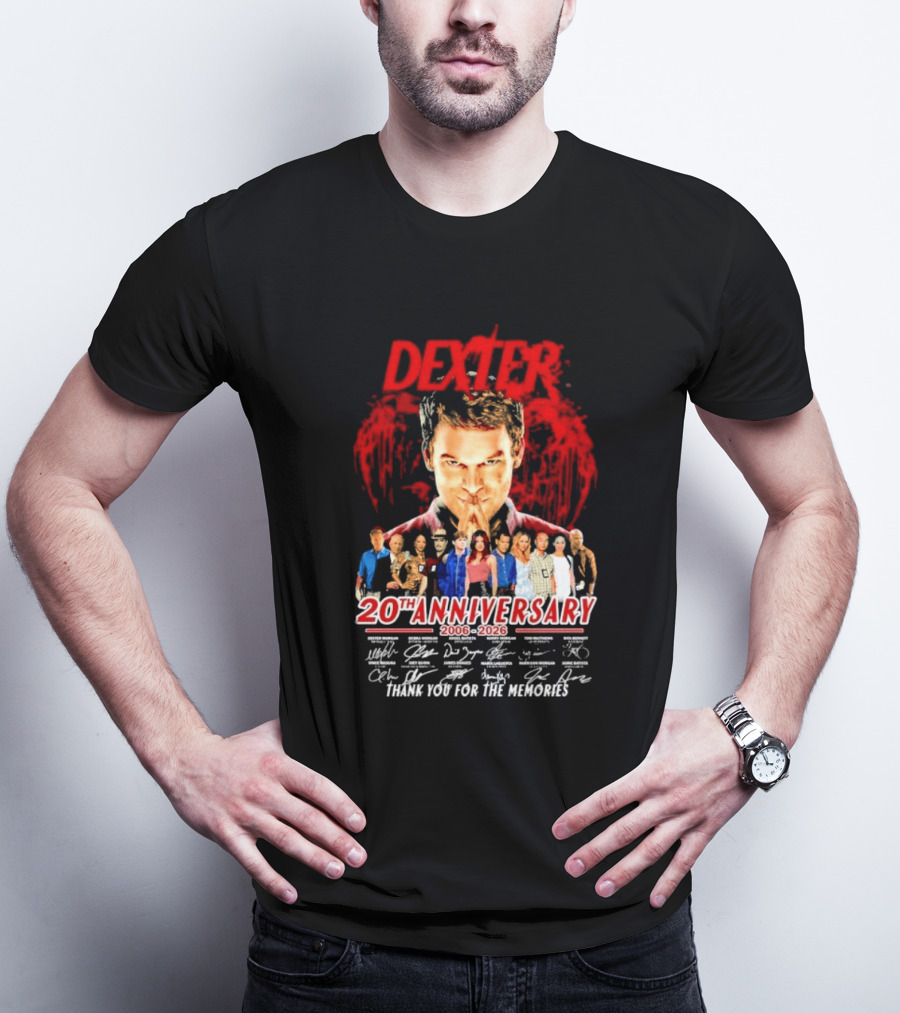 Dexter 20th Anniversary 2006 2026 Thank You For The Memories Cast Signatures T-Shirt