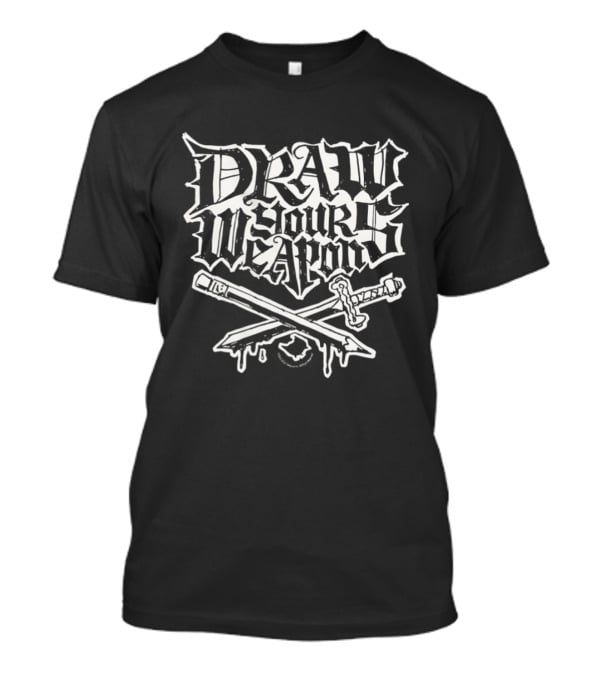 Draw Your Weapons Pen And Sword Crossed Dripping Ink T-Shirt