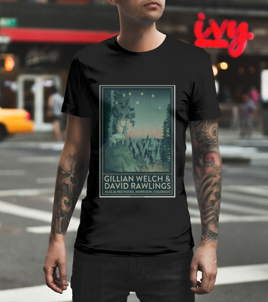 Gillian Welch & David Rawlings Red Rocks Morrison Colorado May 02 2026 T-Shirt