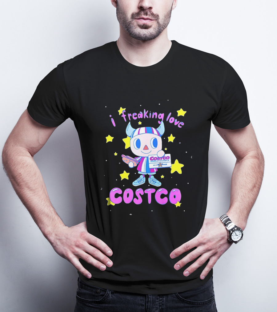 I Freaking Love Costco Cute Cartoon Character Holding Membership Card T-Shirt