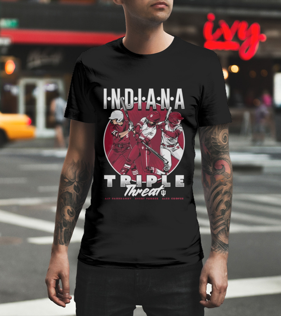 Indiana Hoosiers Softball Triple Threat Aly Van Brandt Avery Parker Alex Cooper T-Shirt