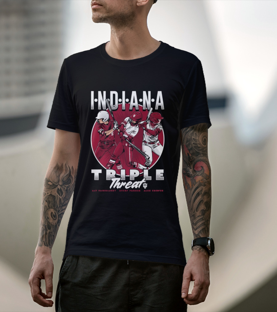 Indiana Hoosiers Softball Triple Threat Aly Van Brandt Avery Parker Alex Cooper T-Shirt