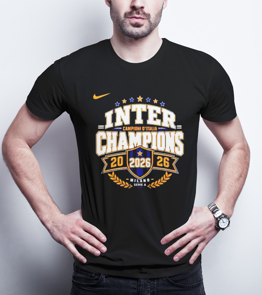 Inter Champions Campioni D'Italia 2026 Nike Serie A Milano T-Shirt