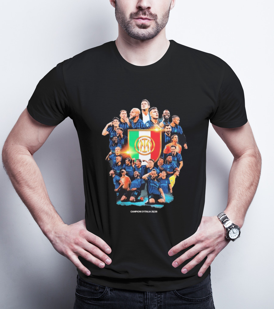 Inter Milan FC 2025 2026 Campioni D'Italia Celebration Squad T-Shirt