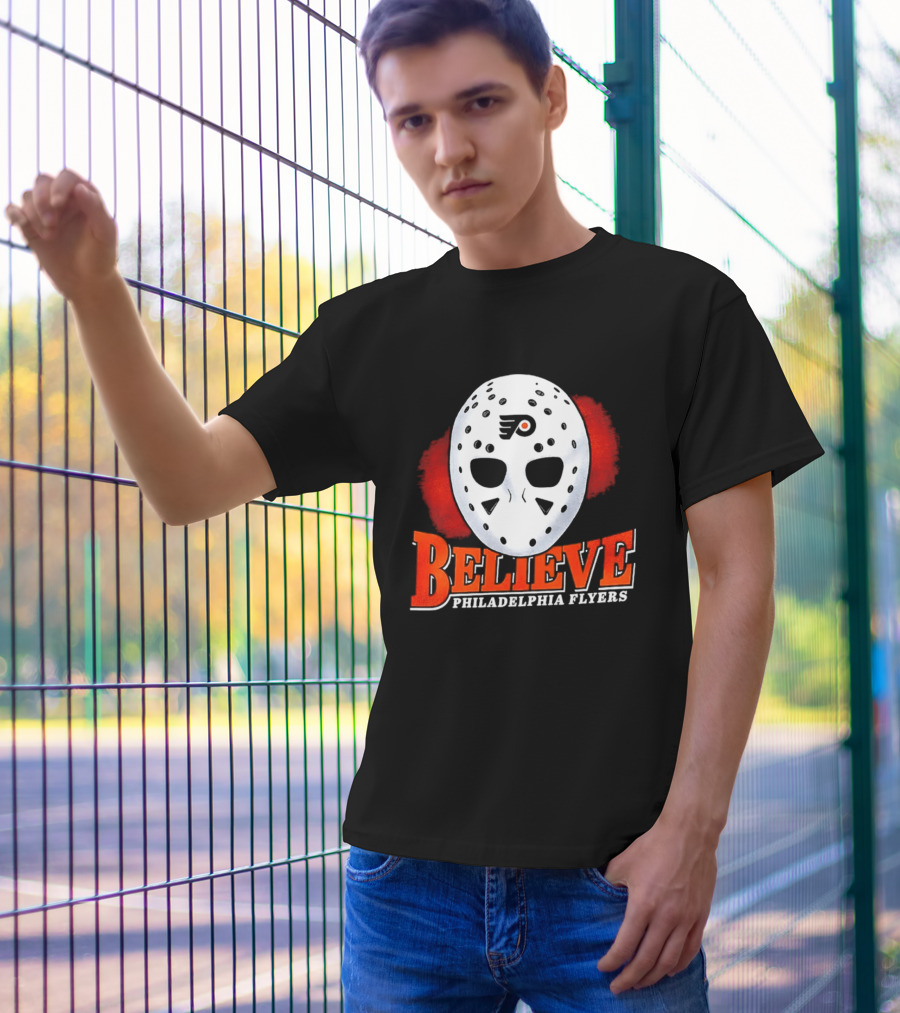 Philadelphia Flyers Believe 2026 Hockey Mask T-Shirt