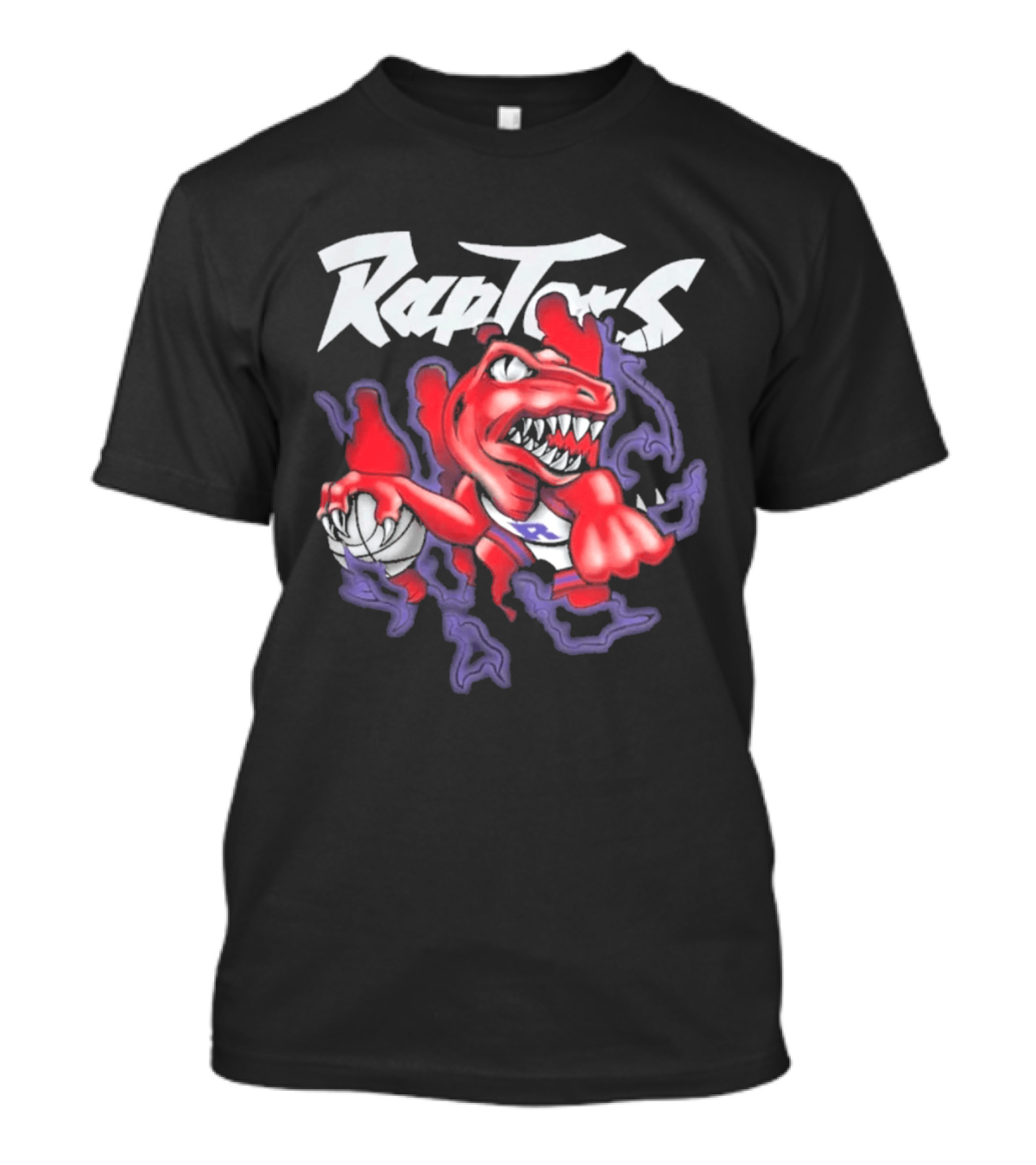 Raptors Purple Cartoon Dinosaur With Basketball T-Shirt