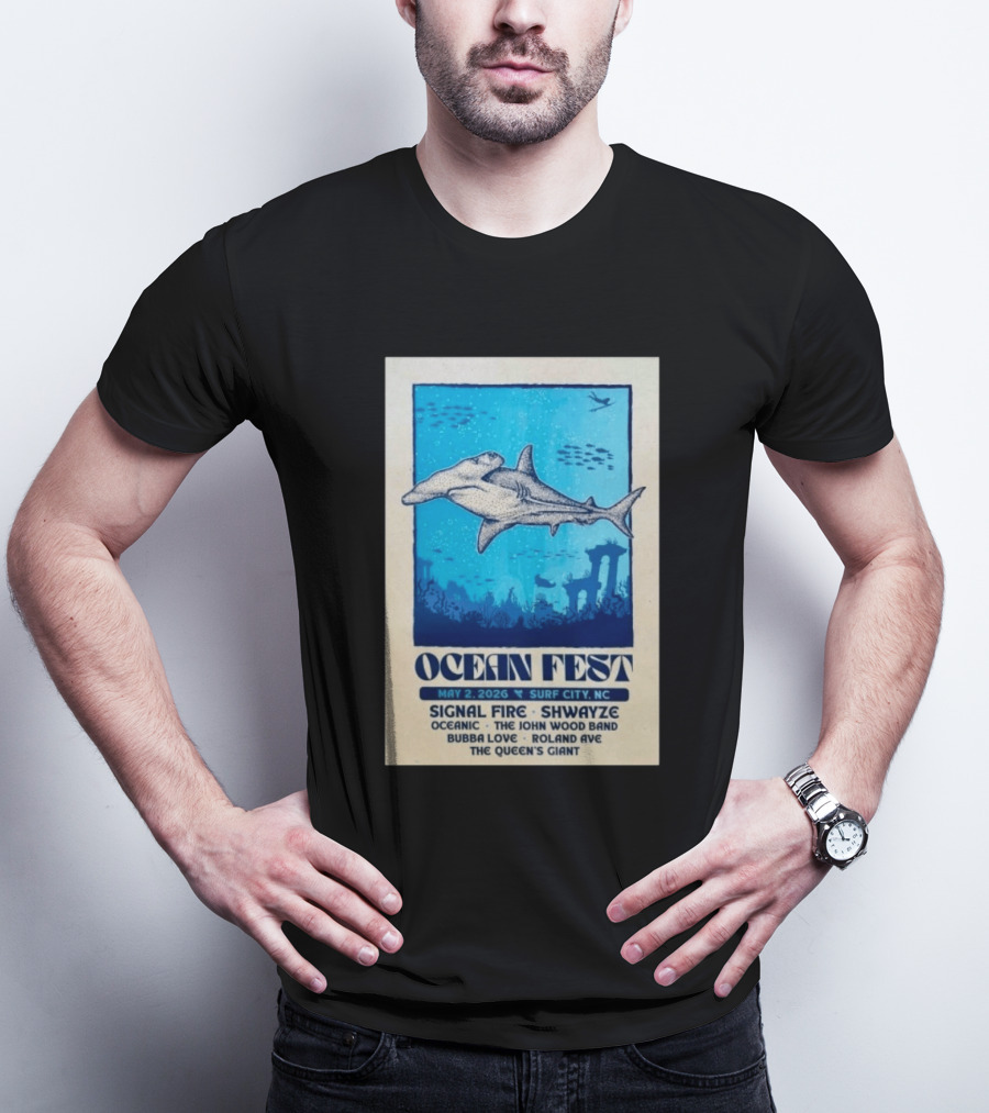 Ocean Fest May 2 2026 Surf City NC Tour Signal Fire Shwayze Bubba Love The John Wood Band T-Shirt