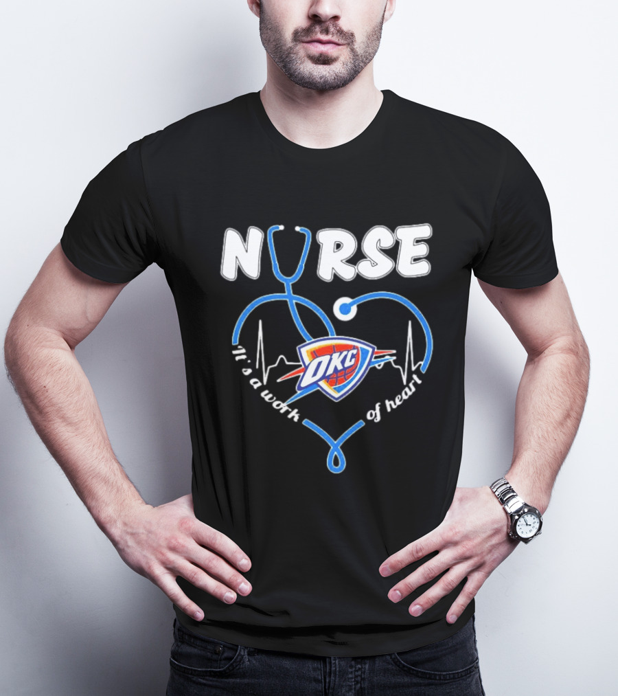 Oklahoma City Thunder Nurse Heartbeat It's A Work Of Heart T-Shirt