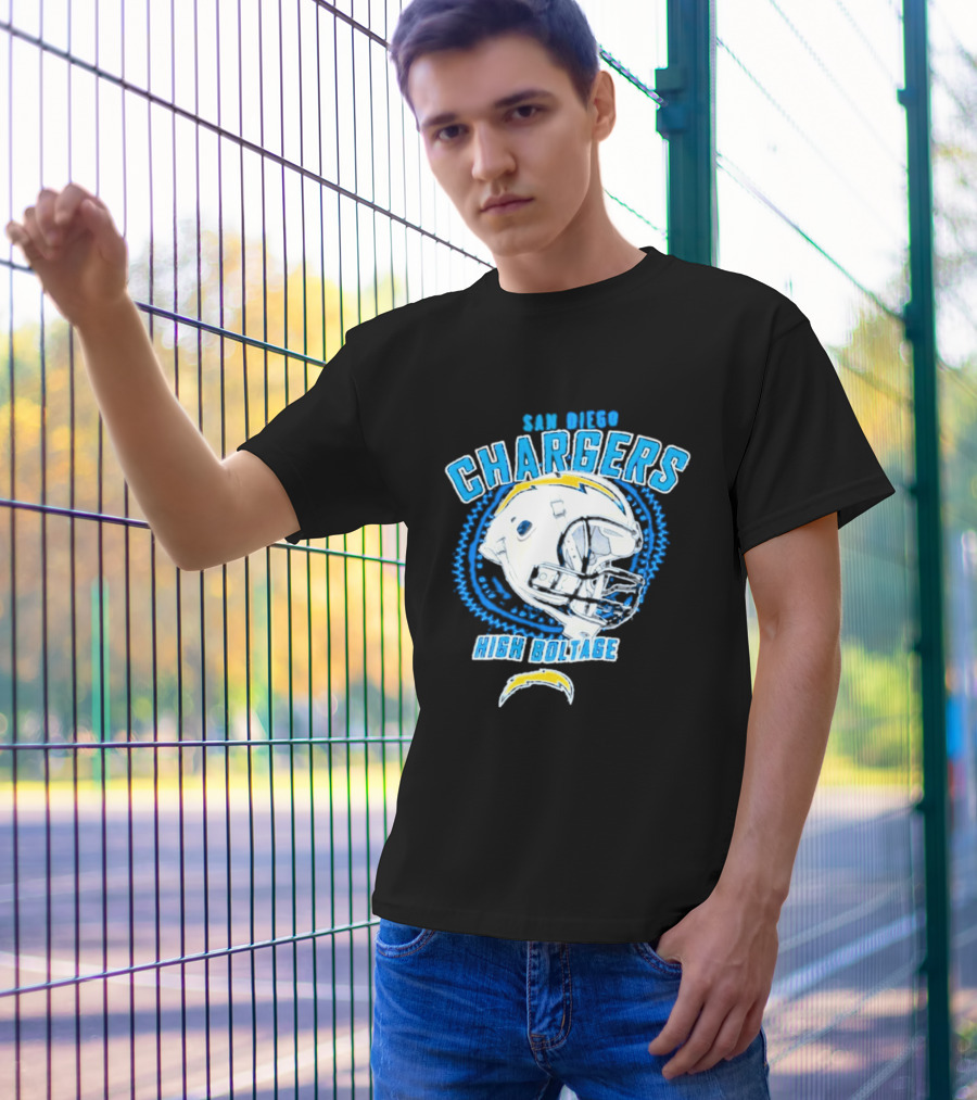 San Diego Chargers High Boltage Helmet Football NFL Team Gear T-Shirt