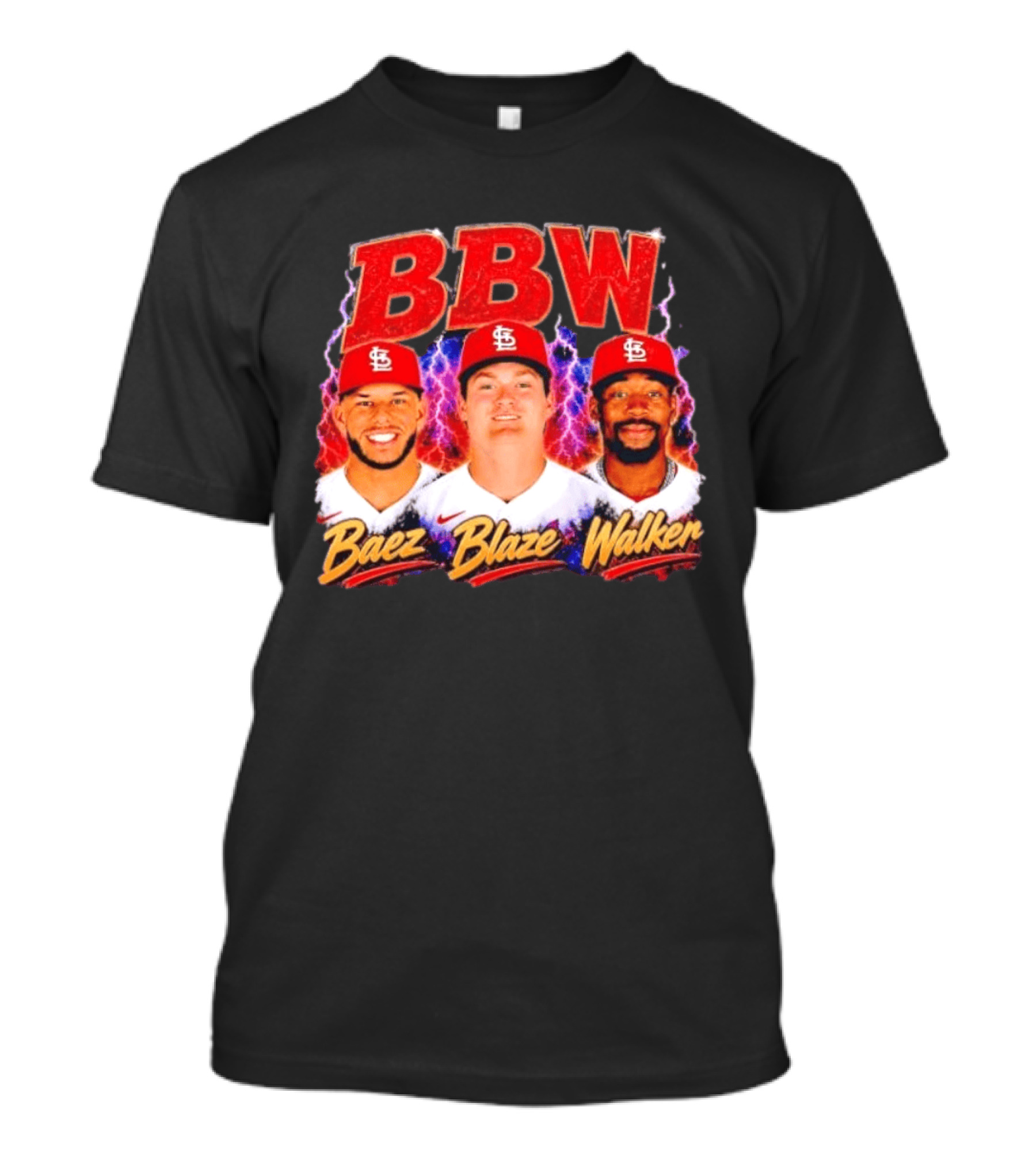 BBW Baez Blaze Walker St. Louis Cardinals Lightning T-Shirt