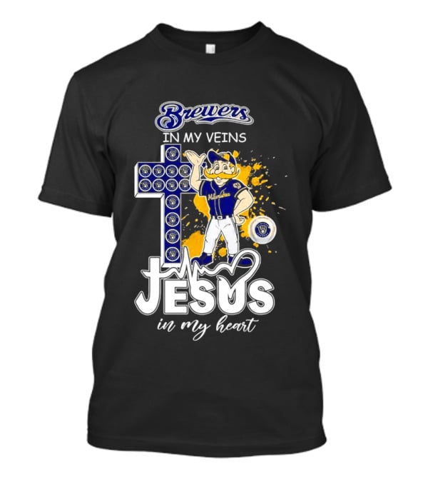 Brewers In My Veins Jesus In My Heart With Cross And Brewman T-Shirt