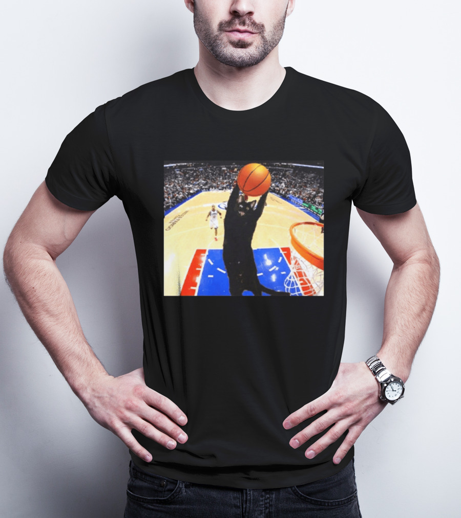 Jarrett Allen Cat Dunking Basketball On Court T-Shirt