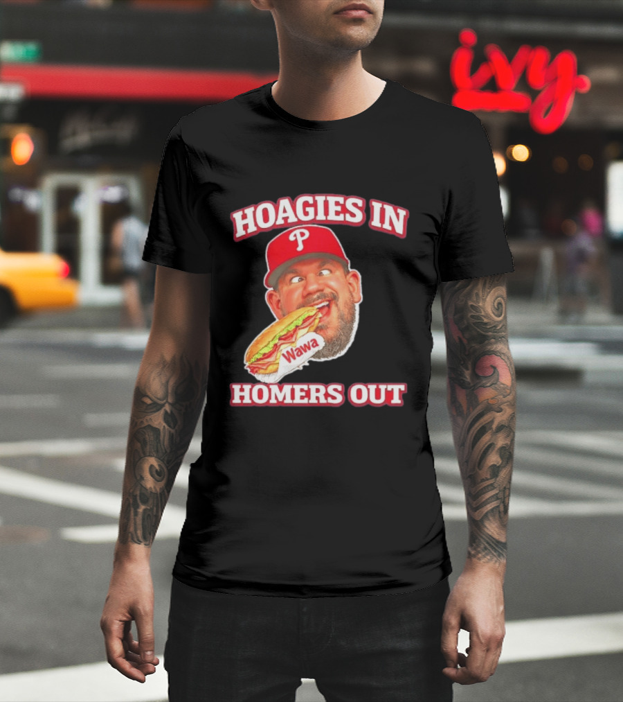 Hoagies In Homers Out Wawa Philadelphia Baseball Player Eating Sandwich T-Shirt
