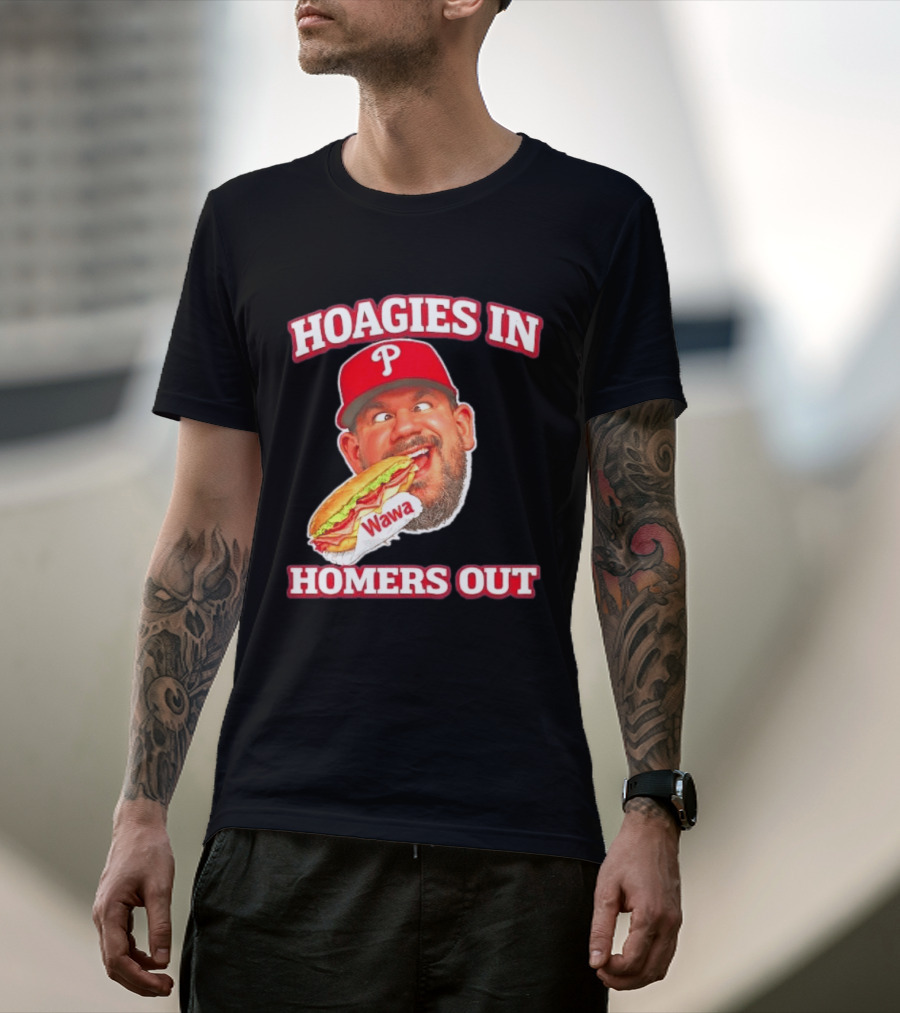 Hoagies In Homers Out Wawa Philadelphia Baseball Player Eating Sandwich T-Shirt