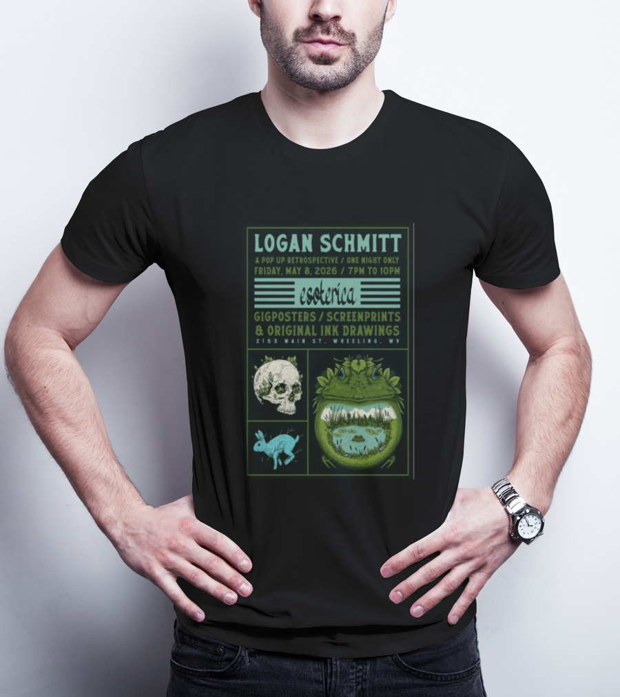 Logan Schmitt Esoterica Pop Up Retrospective May 08 2026 Wheeling WV Gig S Screenprints Ink Drawings T-Shirt
