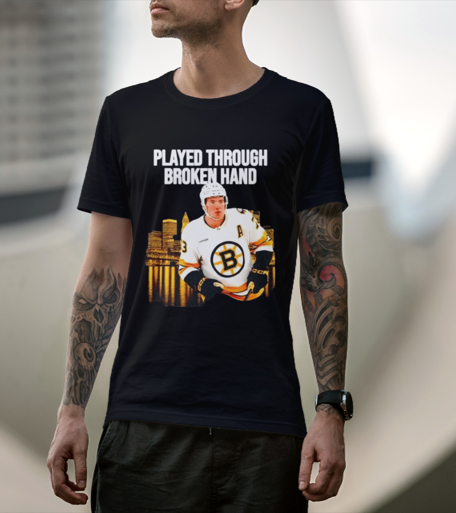 Charlie McAvoy Played Through Broken Hand Boston Hockey T-Shirt