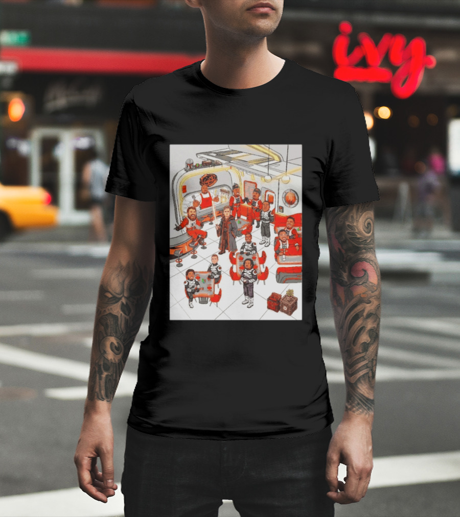 Cincinnati Bengals Star Wars Parody In Retro Diner Scene T-Shirt
