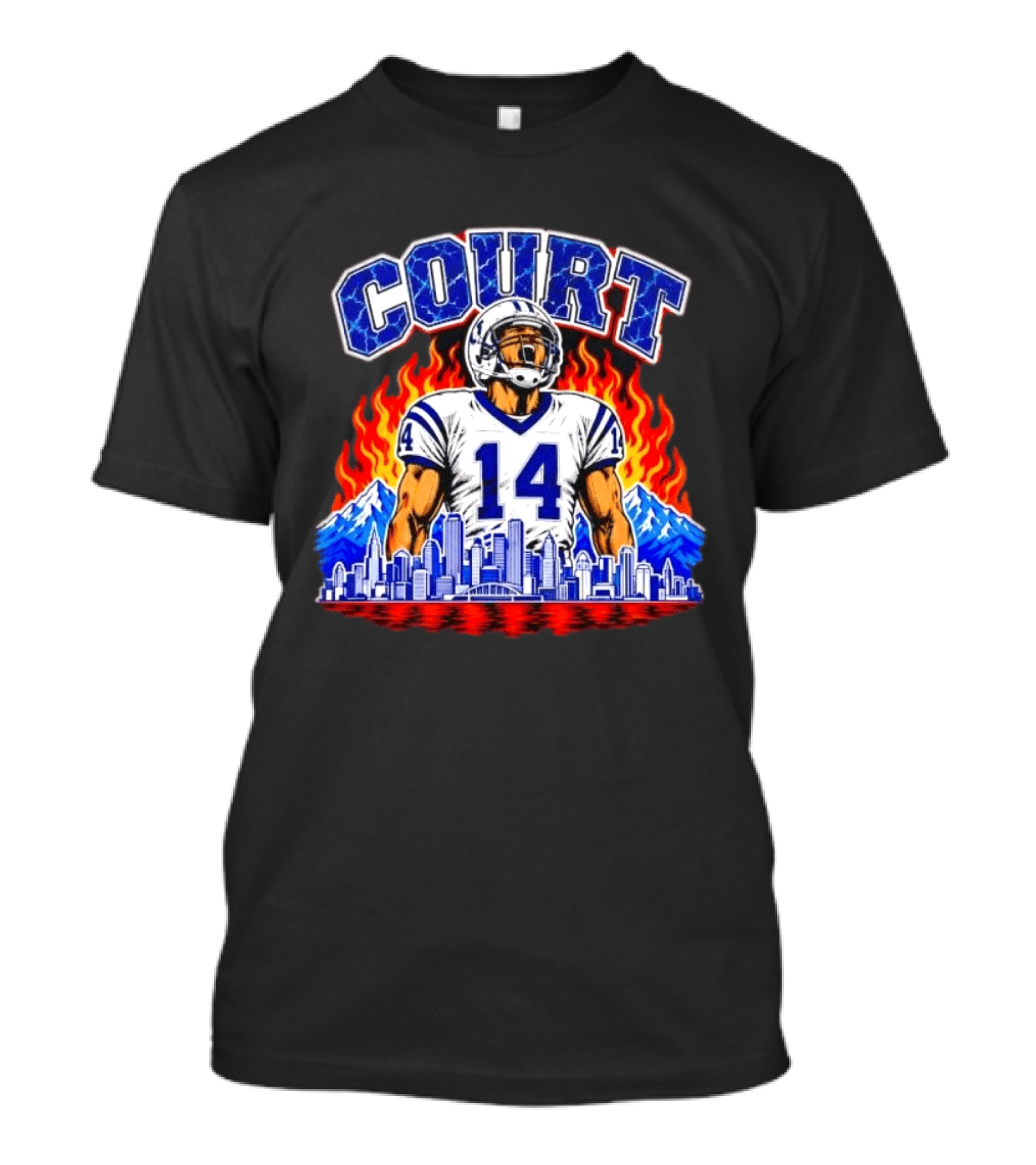 Courtland Sutton Court 14 Skyline Flames Broncos T-Shirt