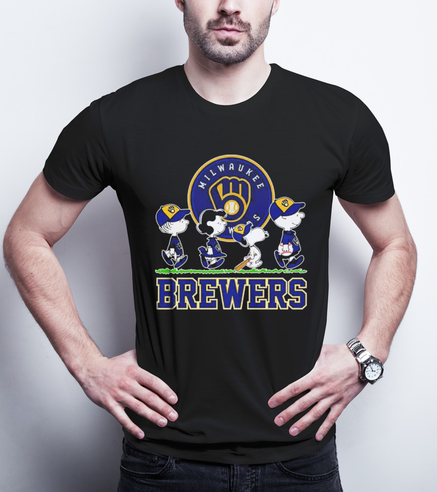 Milwaukee Brewers Peanuts Walking Characters 2026 Abbey Road T-Shirt