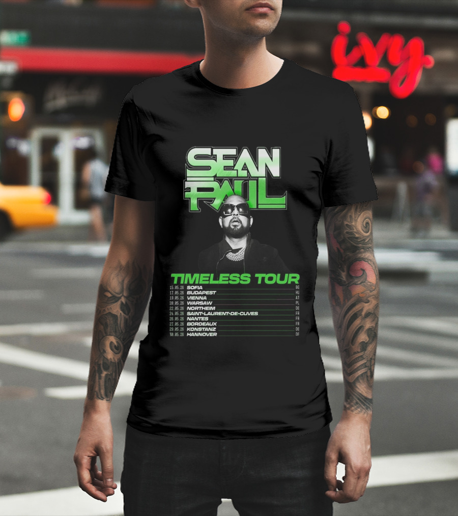 Sean Paul Timeless Tour Sofia Budapest Vienna Warsaw 2026 T-Shirt