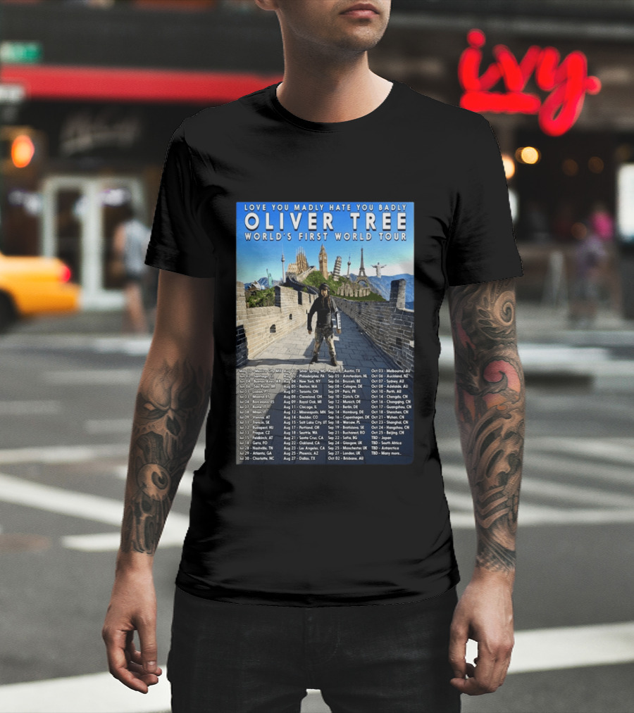 Oliver Tree World's First World Tour Love You Madly Hate You Badly Fall 2026 Tour Dates T-Shirt