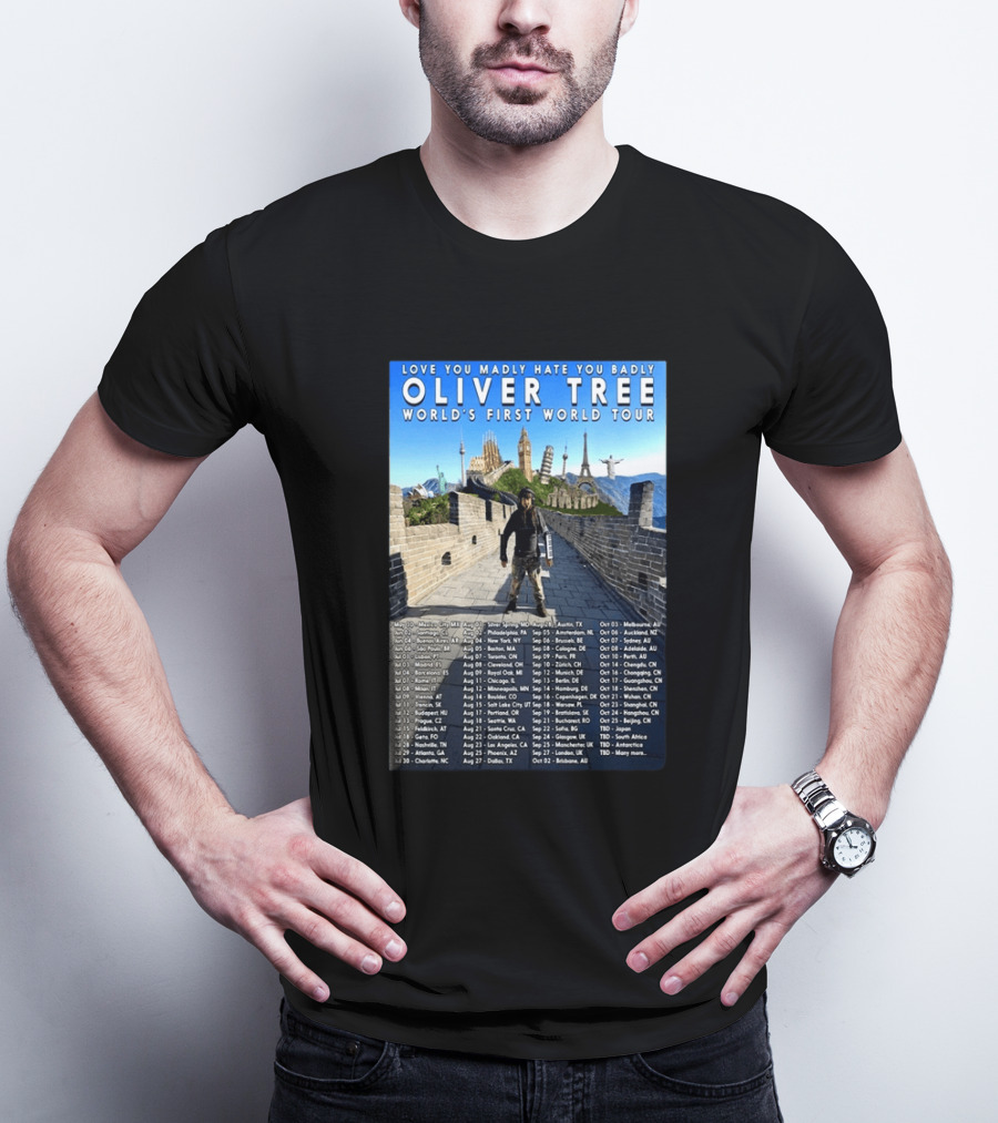 Oliver Tree World's First World Tour Love You Madly Hate You Badly Fall 2026 Tour Dates T-Shirt