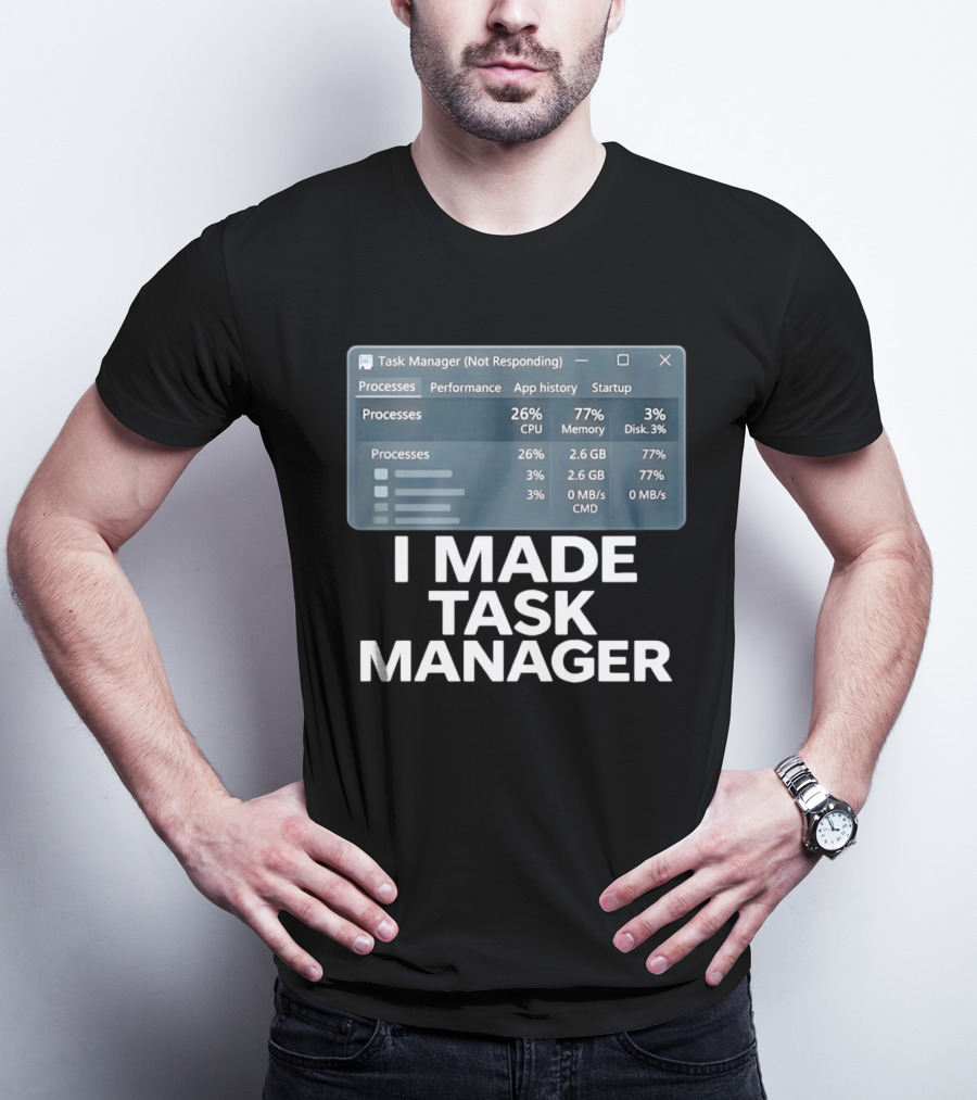 Task Manager Not Responding I Made Task Manager Processes Performance App History Startup T-Shirt