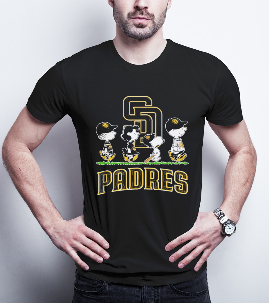 San Diego Padres Peanuts Abbey Road 2026 Charlie Brown Snoopy Woodstock T-Shirt