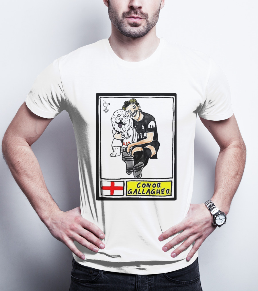 Conor Gallagher Hugging Dog With England Cross And Spurs T-Shirt
