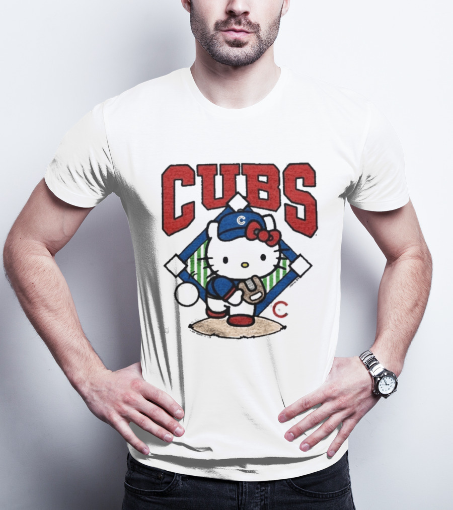 Hello Kitty Cubs Baseball Collaboration With Chicago Cubs Pitcher T-Shirt