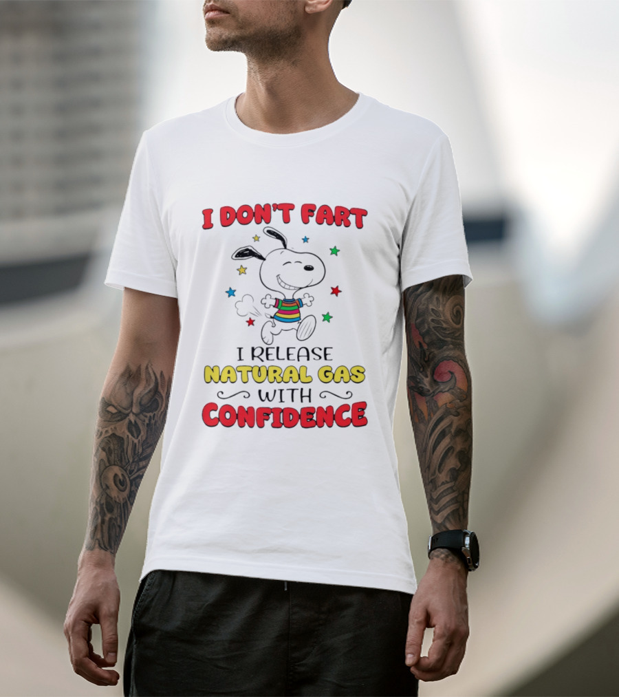 Playful Dog Cartoon I Don't Fart I Release Natural Gas With Confidence T-Shirt