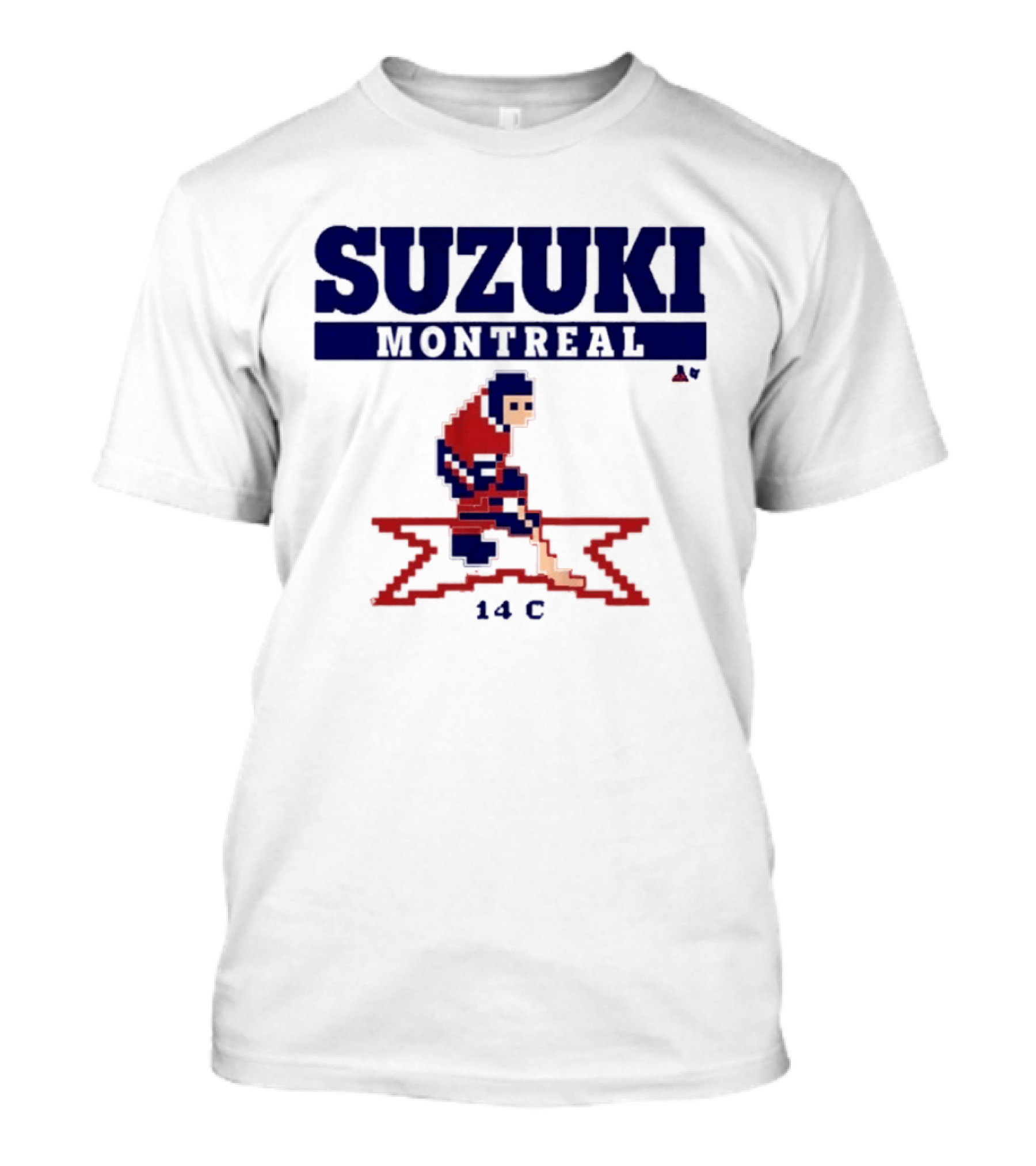 SUZUKI Montreal 14 C Red Hockey Player Pixel T-Shirt